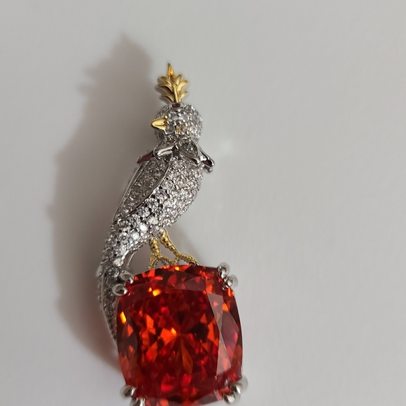 Jewelry | Red Bird On A Rock Bird Brooch Magpie Ruby Eye Silver Pl ...